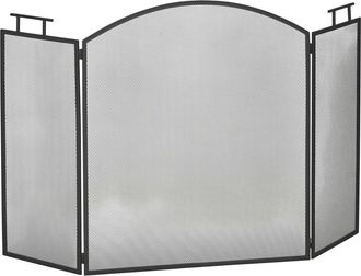 HOMCOM Funkenschutzgitter Faltbare Kaminschutzgitter Kamin Funkenschutz Feuerschirm Kaminfunkenschutz Ofenschutzgitter Metall 110 x 24 x 76,5 cm Schwarz