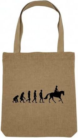 Fabulous Sac Shopping Tote Bag Aspect Lin - Evolution Equitation Cheval Cavalier Poney - Sac de Courses Toile Epaisse 360g Beige Naturel Cabas Port&eacute; Epaule Sol