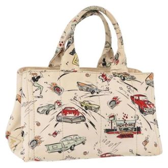 Prada Pre-owned Toile sacs-prada - Femme - Pre-owned - Beige - Taille: ONE Size