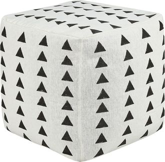 Beliani Pouf aus Baumwolle Boho Stil dekorativ handgearbeitet geometrisches Muster weiß und schwarz Tarodi