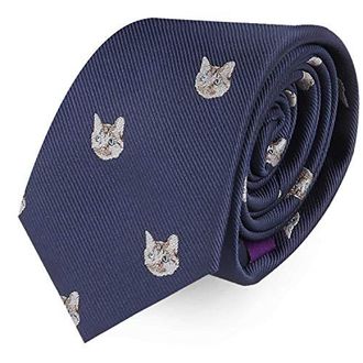 AusCufflinks Cravates danimaux | Cravates fines tiss&eacute;es | Cravates de mariage pour gar&ccedil;ons dhonneur | Cravates de travail pour lui, Chat aux yeux bleus, d&eacute;faut