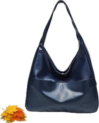 Generic Grand sac fourre-tout pour femme, grand sac &agrave; main en similicuir v&eacute;g&eacute;talien, doux, d&eacute;contract&eacute;, r&eacute;tro, sac &agrave; main pour un usage quotidien, noir fonc&eacute;,