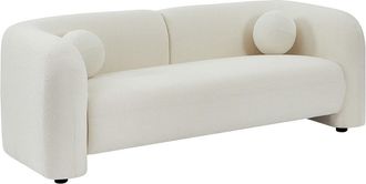 Vente-Unique Sofa 2-Sitzer - Boucl&eacute;-Stoff - Wei&szlig;/Ivory - OVOTAS