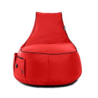 BuBiBag Gaming Sitzsack zum Zocken mit -Anschluss & Taschen, Halterung, Gamer Sessel f&uuml;r Kinder und Erwachsene, Beanbag Indoor und Outdoor - JokerBag (Rot)