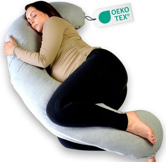 Ella Schwangerschaftskissen, J-förmiges Seitenschläferkissen, U-Kissen, Stillkissen mit waschbarem Baumwollbezug, Ganzkörperkissen & Stützkissen für Frauen