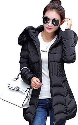 Missmao Femme Faux Fourrure Manteau Hiver &Eacute;l&eacute;gant Manches Longues Veste &Eacute;paissi Doudoune &agrave; Capuche Veste dhiver Noir XL