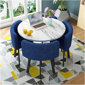 Generic Modernes Tisch- und Stuhlset, 5-teiliger Bartisch und 4 Stuhlset, runder Konferenztisch, hohe Tragf&auml;higkeit, for Caf&eacute;, B&uuml;ro und Wohnzimmer( 41)