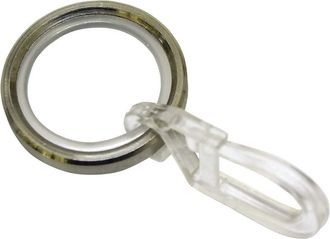 Gardinia Gardinenringe für Gardinenstangen mit Ø 12 mm, Inklusive Gleiteinlage und Faltenlegehaken, Serie New York, 8 Stück, Edelstahl