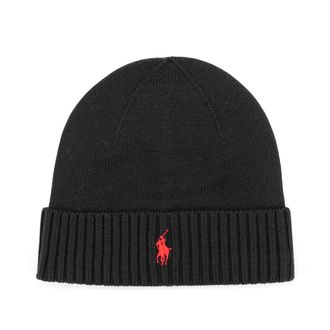 Polo Ralph Lauren Logo-Bestickte Wollm&uuml;tze - - Accessories - Herren - Schwarzk - ONE SIZE