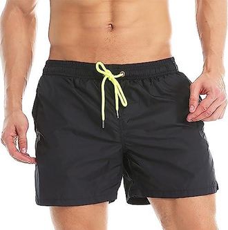 Generic Short de bain pour homme &agrave; s&eacute;chage rapide - Short de bain l&eacute;ger - Short de bain pour la plage et les vacances, Noir, 3XL