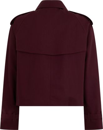 Burberry Womens Short Jacket Vineyard Red Wool Trench & Raincoats