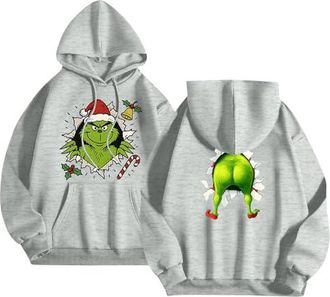 Generic Le Grinch Sweat A Capuche Femme Femmes Pull Adulte Noël Sweet Sweatshirts Pilou The Vetement Costume Chaud Pulls Christmas Oversize Deguisement Pyjama