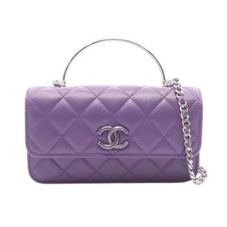 Chanel Pre-owned Matelasse Lammleder 2way Umh&auml;ngetasche - - Pre-owned - Damen - Lila - ONE SIZE