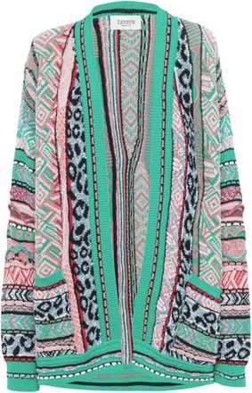 Laneus Femme, Pulls, Vert, Taille: 38 FR Multi-thread Jacquard Over Cardigan