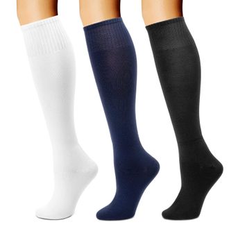 Dreshow 3 Paar Kniestr&uuml;mpfe L&auml;ssig Gestreift Fu&szlig;ballsocke Hoch Hexe Kniestr&uuml;mpfe f&uuml;r M&auml;nner und Damen