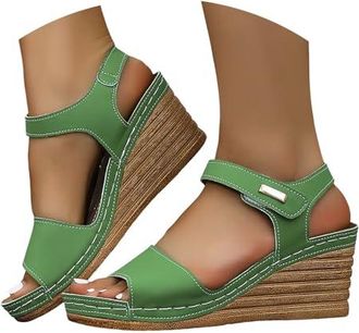 Generic Sandales compens&eacute;es pour femme 2026 habill&eacute;es d&eacute;contract&eacute;es &agrave; bout ouvert et talon bas avec sangle de cheville pour le travail de bureau, chaussures d