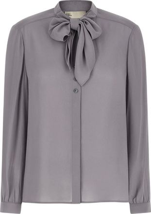 Tory Burch Femme, Blouses et Chemises, Gris, Taille: 42 FR Chemisier &agrave; en Georgette