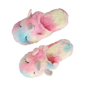 Kesyoo Pantoufles en peluche imprim&eacute;es de licorne chaudes et antid&eacute;rapantes pour adulte Taille S 30-32 Coton pelucheux pour usage int&eacute;rieur et maison