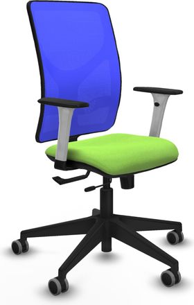 Piqueras y Crespo B&uuml;rostuhl mit Armlehnen in Wei&szlig; und Schwarz, h&ouml;henverstellbare Lendenwirbelst&uuml;tze, ausgestattet mit Syncro/Traslack und Schneideschaum, Blau/Pistazie