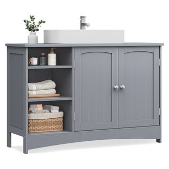 Vasagle Waschbeckenunterschrank, Unterschrank, Badezimmerschrank, extra lang, 30 x 90 x 60 cm, 2 T&uuml;ren, Badschrank, offene F&auml;cher, h&ouml;henverstellbare Ablagen, 