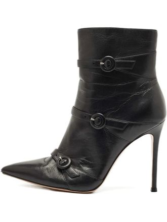 Gianvito Rossi pointed-toe leather ankle boots - Schwarz
