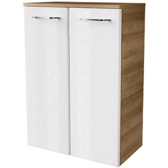 Fackelmann Milano Doppel-Midischrank - 60 cm - Wei&szlig; Hochglanz