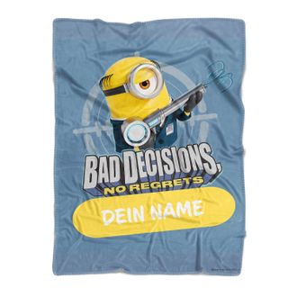 Picanova Decke Minions mit Name 150x100cm - Premiumqualität Personalisierte Kuscheldecke für Kinder - Weich Fleecedecke - Geschenk für Fans der Ich - Einfach u