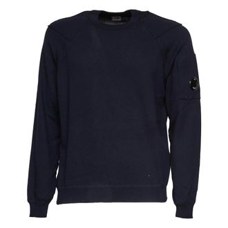 C.P. Company C.p. Company, Homme, Pulls, Bleu, Taille: XL Pull ras du cou c&ocirc;tel&eacute; avec poche &agrave; verre de lunette