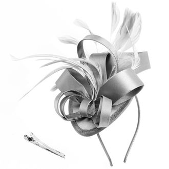 Dreshow Fascinator H&uuml;te f&uuml;r Damen Pillbox Hut mit Schleier Stirnband und Einer Gegabelten Clip Tea Party Kopfbedeckung