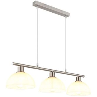 Globo Lighting Suspension, plafonnier, m&eacute;tal nickel mat, verre opale, H 120 cm