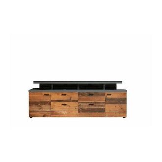 Trendteam Trendteam - Meuble tv mood 2 portes et 2 tiroirs - M&eacute;lamin&eacute; bois vieilli et gris mat - l 180 x 47 x 66 cm