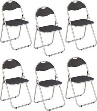Haku M&ouml;bel Klappstuhl 6er Set alu, schwarz, R&uuml;cken gepolstert, Sitz gepolstert, Stahl - Ma&szlig;e: B 44 cm x H 80 cm x T 47 cm, Style: Modern