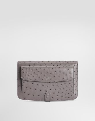 Dolce & Gabbana Clutch Aus Strau&szlig;enleder - Mann Brieftaschen Und Clutches Grau Onesize
