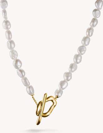 Thomas Sabo Natural Beauty - Vergoldete Perlenkette in Gelbgold und Wei&szlig;