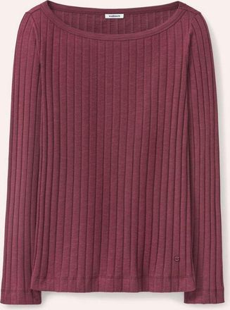 Walbusch Langarmshirt Damen Shirt mit Rippenstruktur LA U-Boot-Ausschnitt Langarm, pflegeleicht