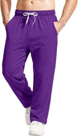 Generic Pantalon de surv&ecirc;tement doux et d&eacute;contract&eacute; pour homme pour la maison, les vacances, cordon de serrage, taille &eacute;lastique, pantalon chaud et confortabl