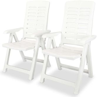 vidaXL Vidaxl - Verstellbare Gartenst&uuml;hle 2 Stk. Kunststoff Wei&szlig; Wei&szlig;