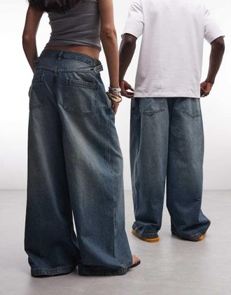 Collusion Unisex - XL - Weite Jeans in mittelblauer Waschung