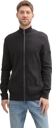 Tom Tailor Herren Strickjacke aus Baumwolle, 10617 - Black Grey Melange, XXXL