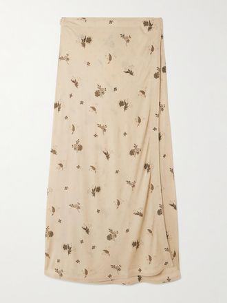 Toteme Floral-print Jersey Maxi Wrap Skirt - Neutrals