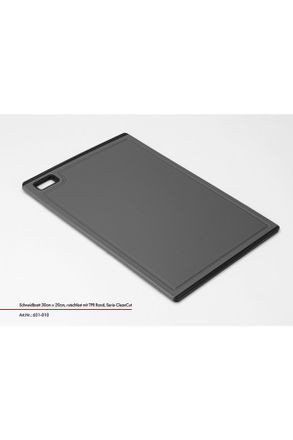 Justinus Bestecke Schneidebrett Clean CUT, Grau, Schwarz, Kunststoff, 30x1x20 cm, Saftrille, Griffloch, K&uuml;chenzubeh&ouml;r, Schneidebretter