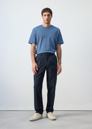 Mango Medium weight regular fit T-shirt bleu porcelaine - Homme - XXL - MANGO MAN