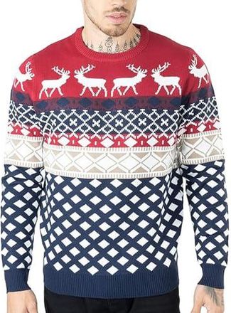 Noroze Hommes Femmes Unisexe Nouveauté tricotée Noël Pull Pull-Over,Rouge,Medium