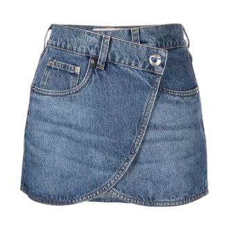 Coperni Femme, Jupes, Bleu, Taille: 38 FR Mini-jupe en jean boutonn&eacute;e asym&eacute;trique