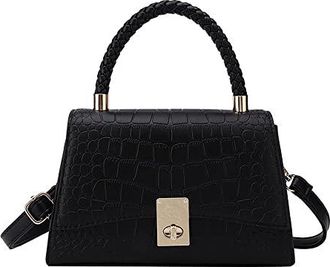 Generic Sac à bandoulière tendance pour femme avec poignée sur le dessus et rabat en cuir, Noir, Small