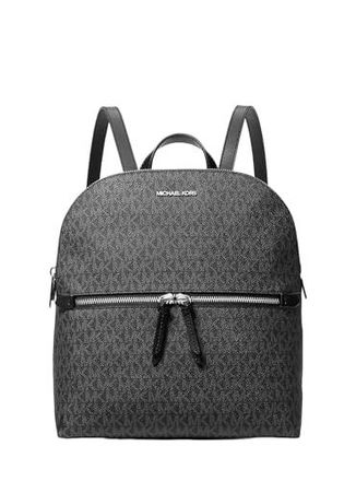 Michael Kors Dallas Medium Signature Logo Backpack Black PVC