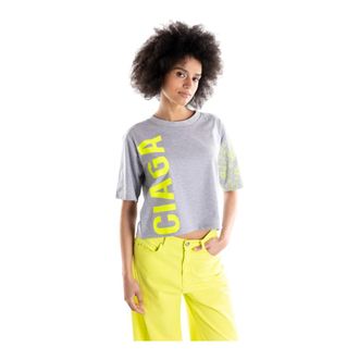Brand Unique Femme, Tops, Gris, Taille: 38 FR T-shirt court &agrave; col rond