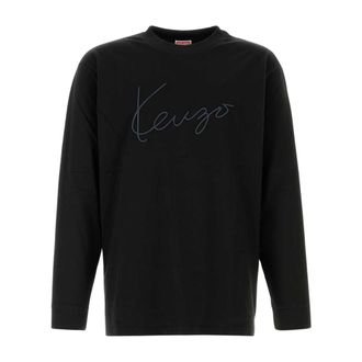 Kenzo Homme, Sweatshirts et sweats &agrave; capuche, Noir, Taille: XL T-Shirt Manches Longues Brod&eacute; Signature