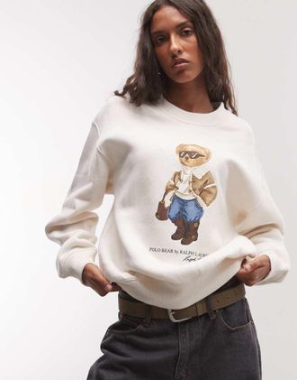 Polo Ralph Lauren sweatshirt &agrave; imprim&eacute; ours &eacute;cru-Blanc