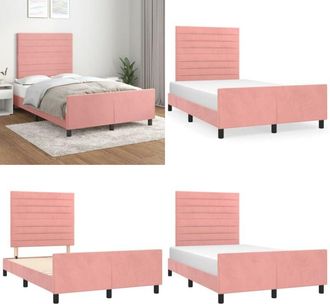 vidaXL Bettgestell ohne Matratze Rosa 120x190 cm Samt - Samtsofa - Bettessel - Doppelbett - Rosa Bettgestell - Boxspringbetten - Home & Living